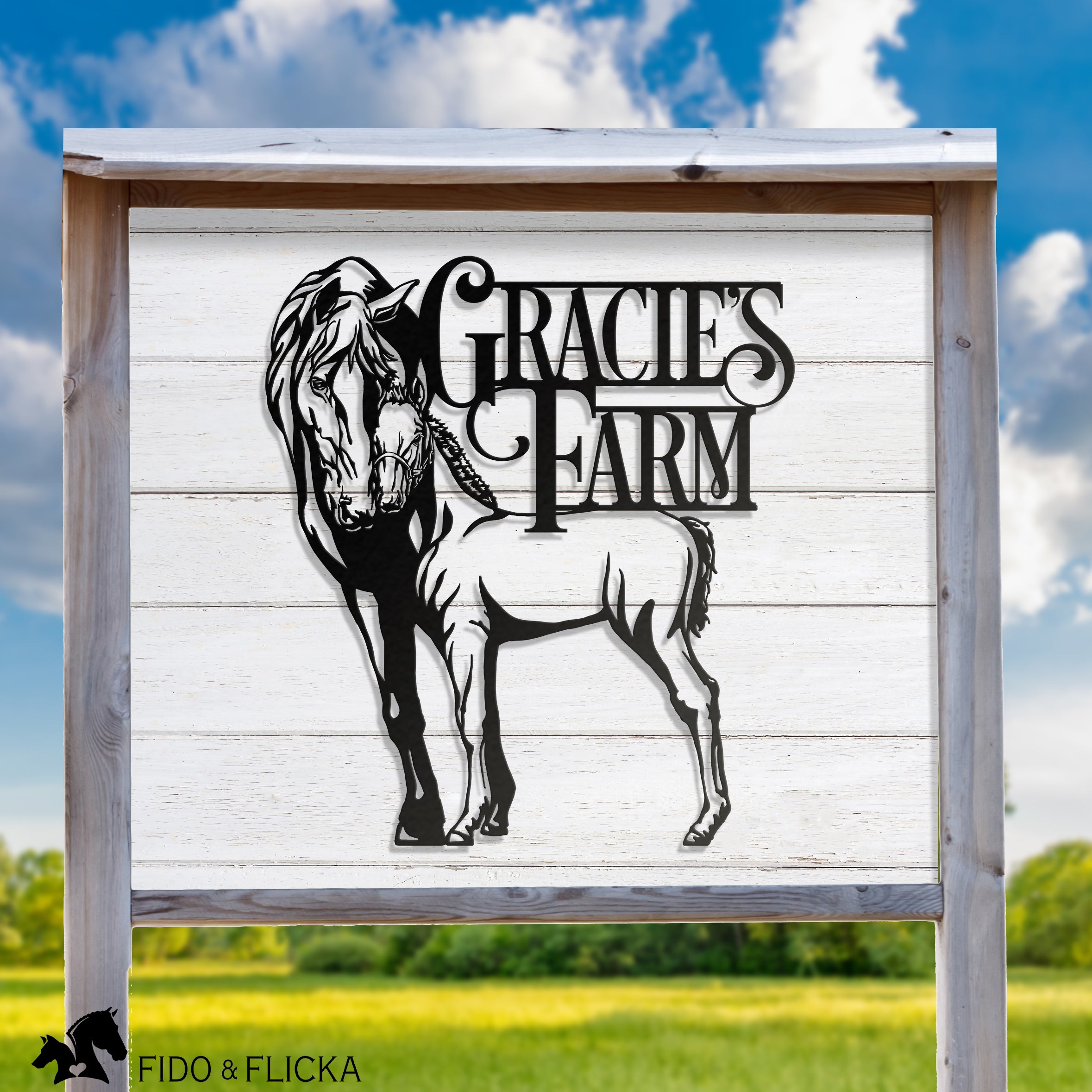 Horse Farm Sign with Mare & Foal – Fido & Flicka