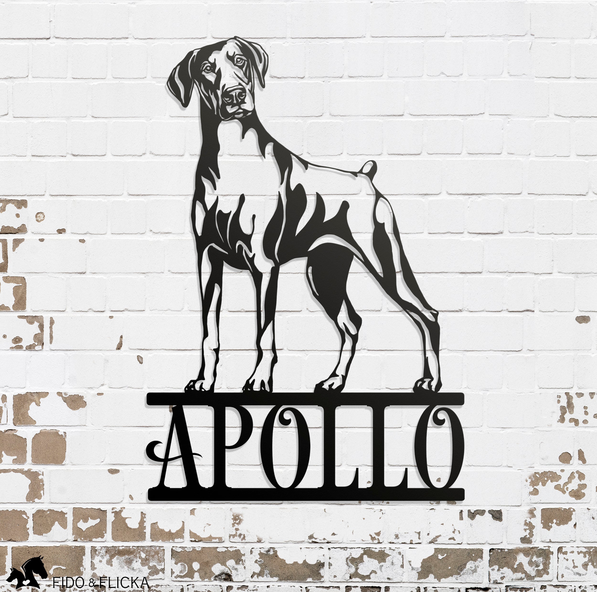 Doberman Metal Sign Personalized, Natural Ears – Fido & Flicka