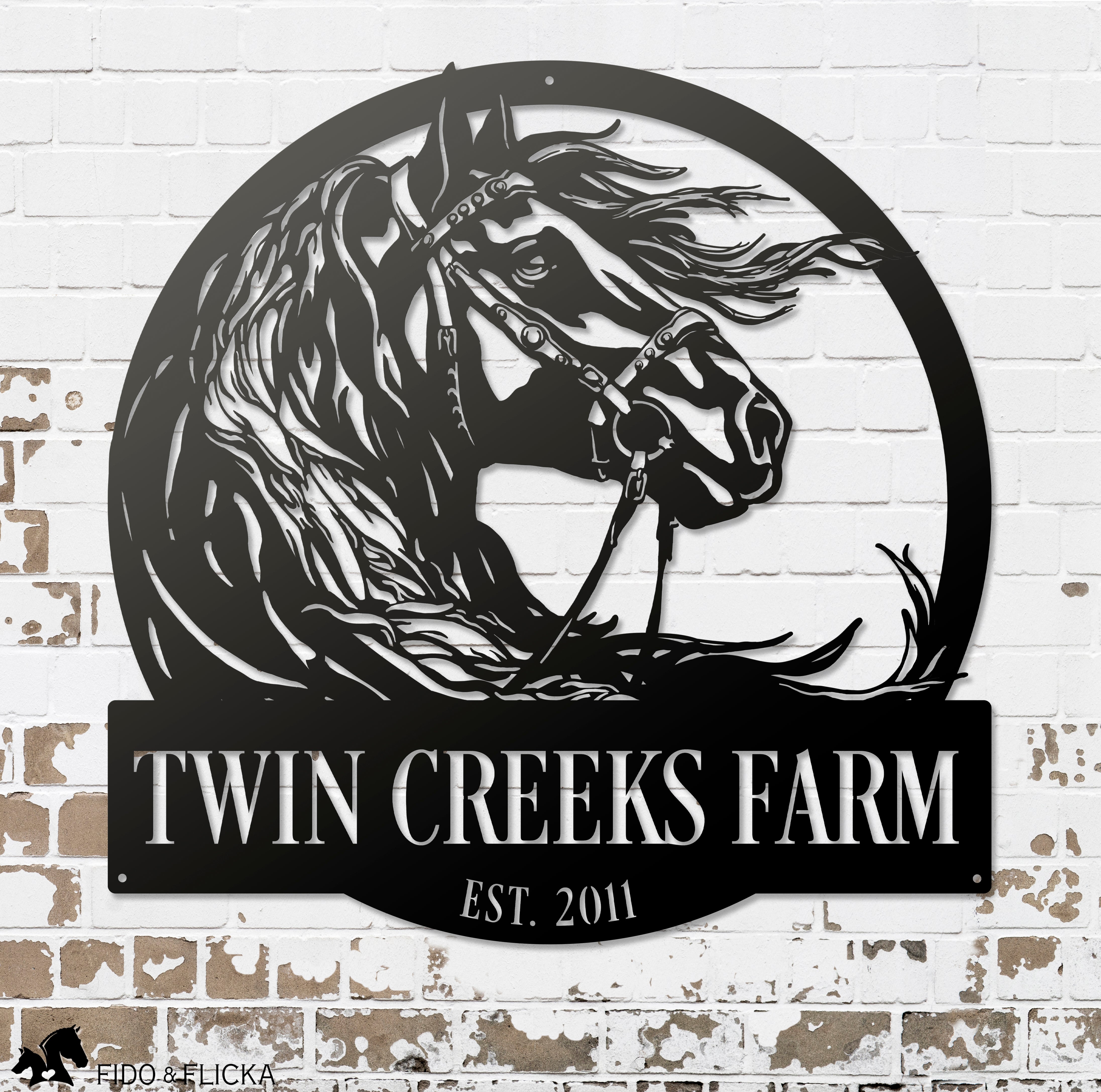 Flowing Mane Horse Farm Sign – Elegant Metal Art for Barns & Ranches ...